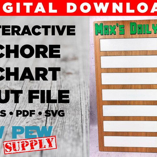 Customizable White Board Chore Chart Laser Cutter File Laser - Etsy
