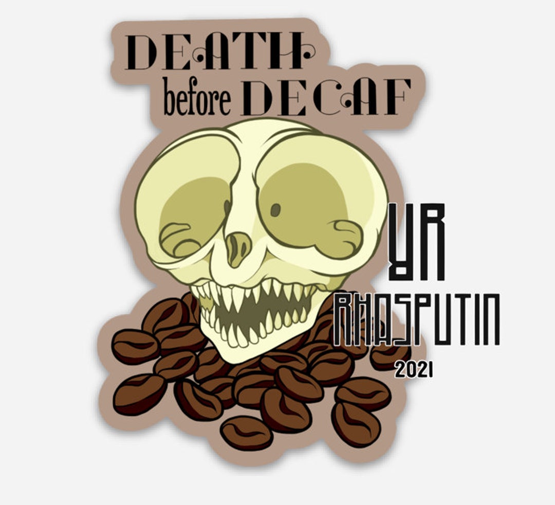 Death Before Decaf Tarsier Skull Vinyl Sticker - Etsy