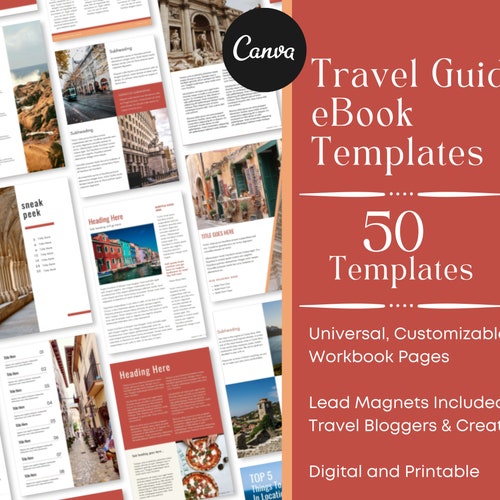 50 Travel Guide Ebook Templates for Canva / Travel Ebook / - Etsy