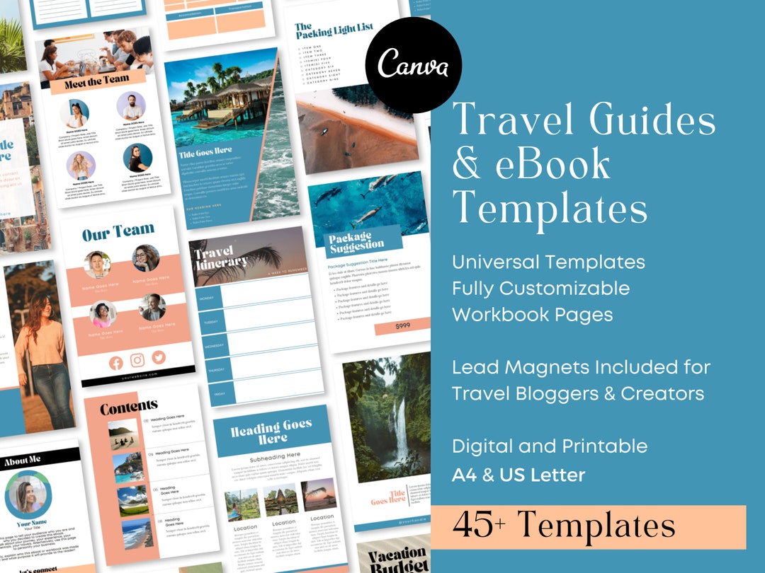 Travel Guide Ebook Templates for Canva Travel Ebook Template Canva ...