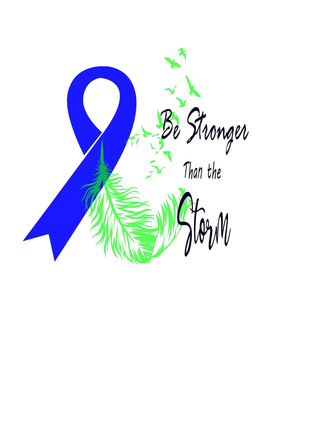 IIH Hypetension Awareness Ribbon, Feather With Birds, Be Stronger Than ...