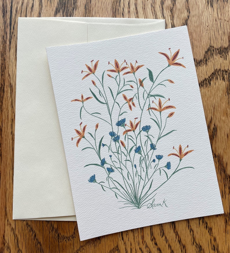 Floral Note Card Set of 12 Original Designs/wildflower Blank Cards ...
