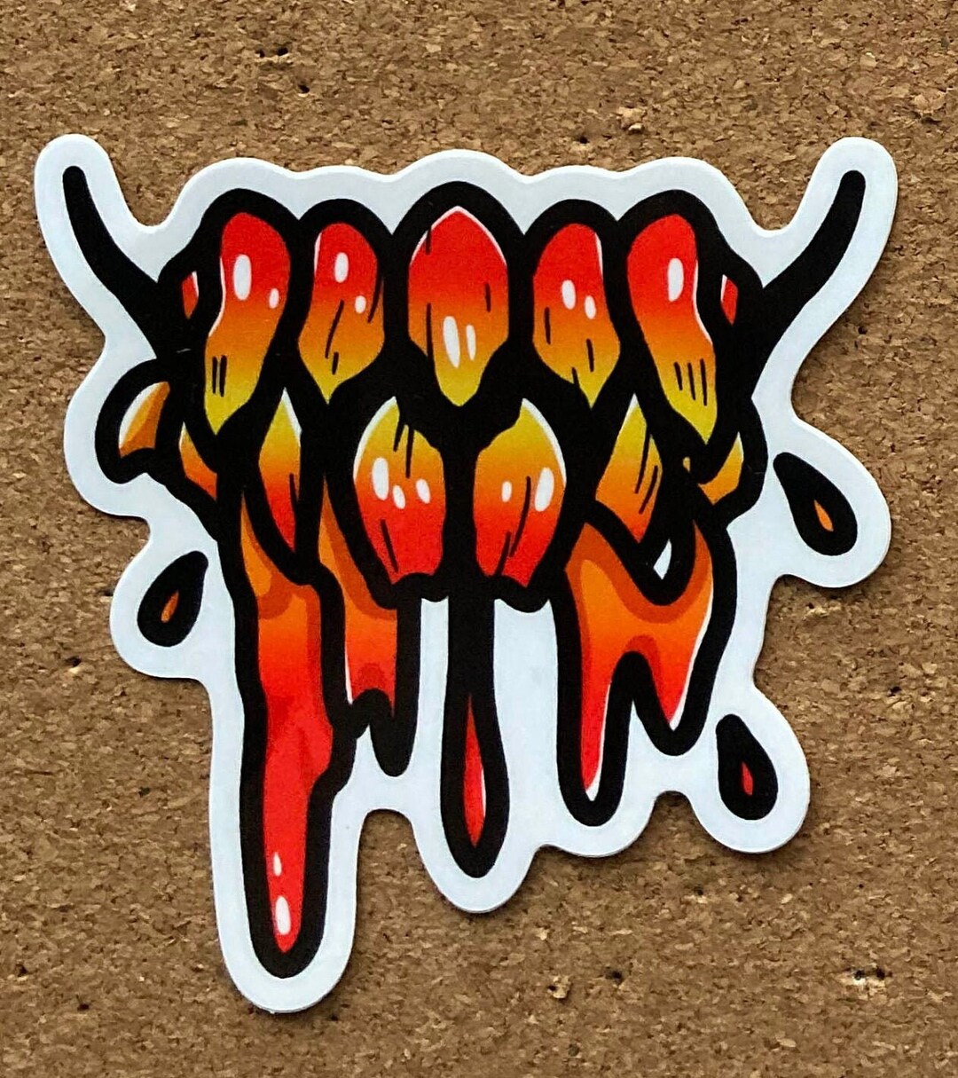 Red Monster Teeth Sticker - Etsy