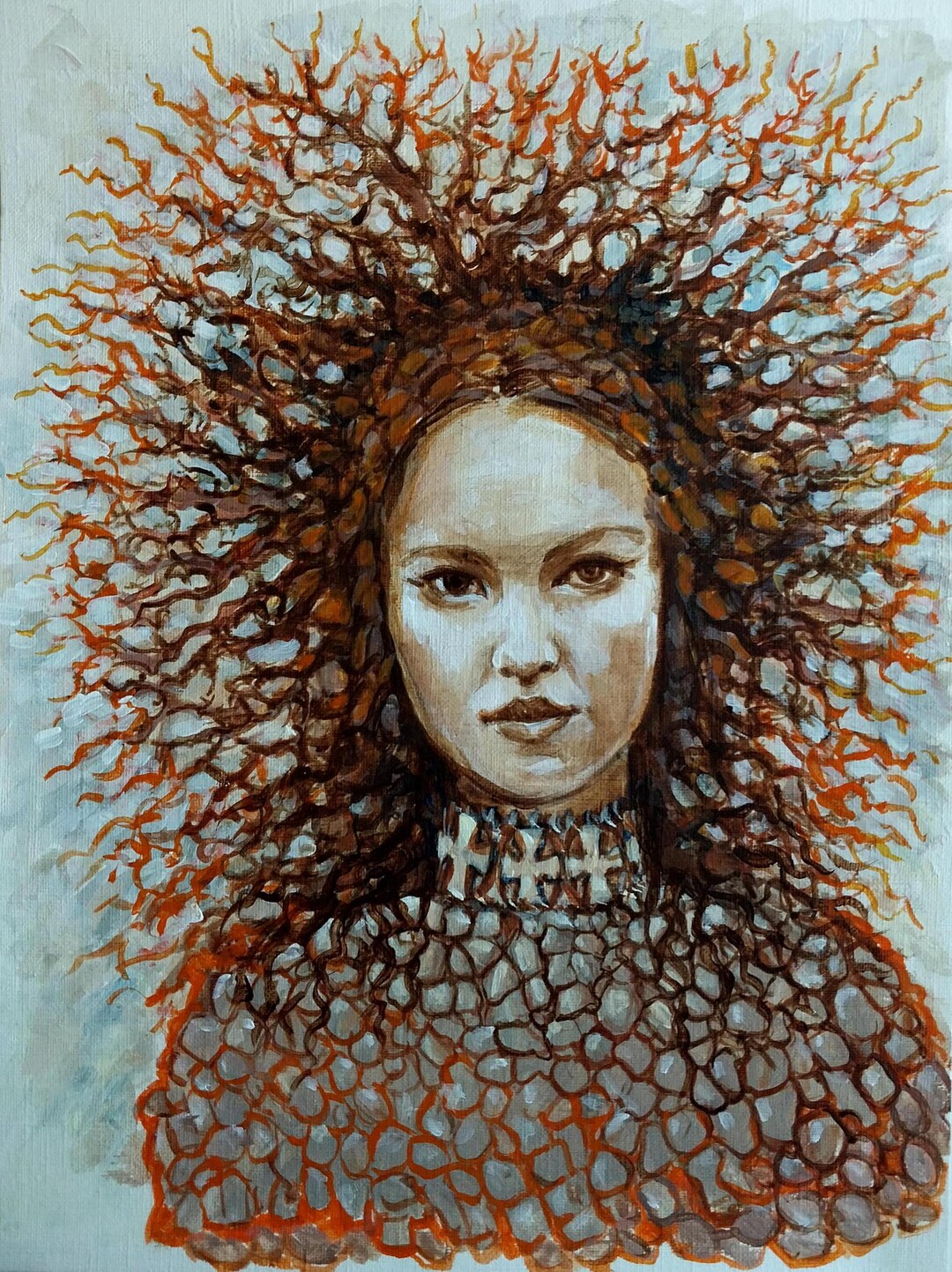 Halloween Dark Forest Nymph Portrait Lila Moss Original Acrylic ...
