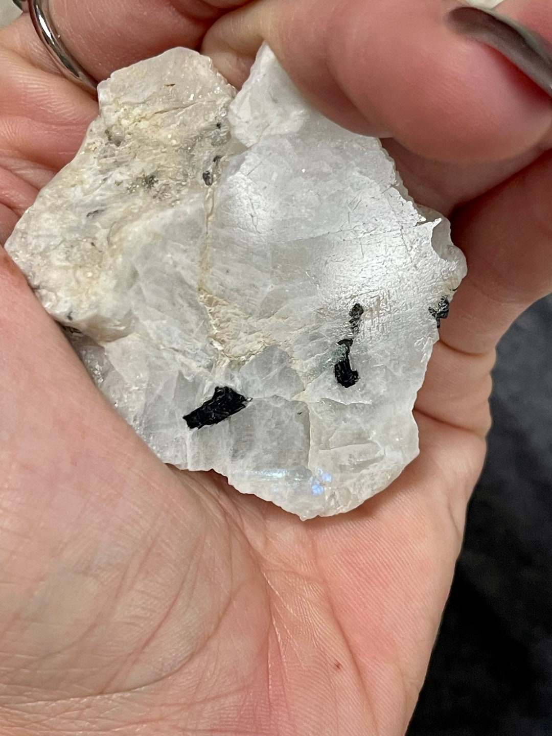 DYNAMIC FLASHY RAW Moonstone Slab Flashy Silvery Black or Rainbow ...