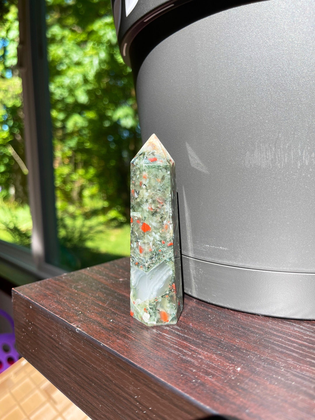 African Bloodstone Crystal Tower | Root Chakra Obelisk, Matte Polished ...