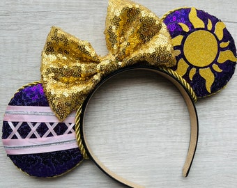 Rapunzel Inspired Minnie Mouse Ears With Crown Sequins Mini - Etsy