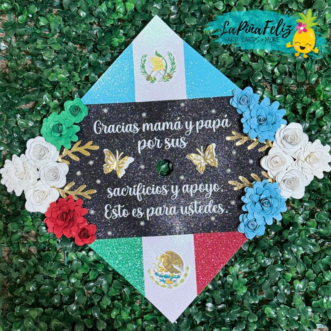 Double Country Flag Grad Cap Topper Graduation Cap Custom Grad Cap Grad ...