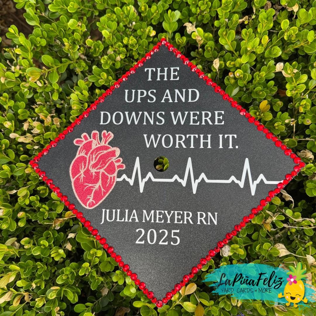 Cardiac Nurse Grad Cap Topper Graduation Cap Custom Grad Cap Grad Gift ...