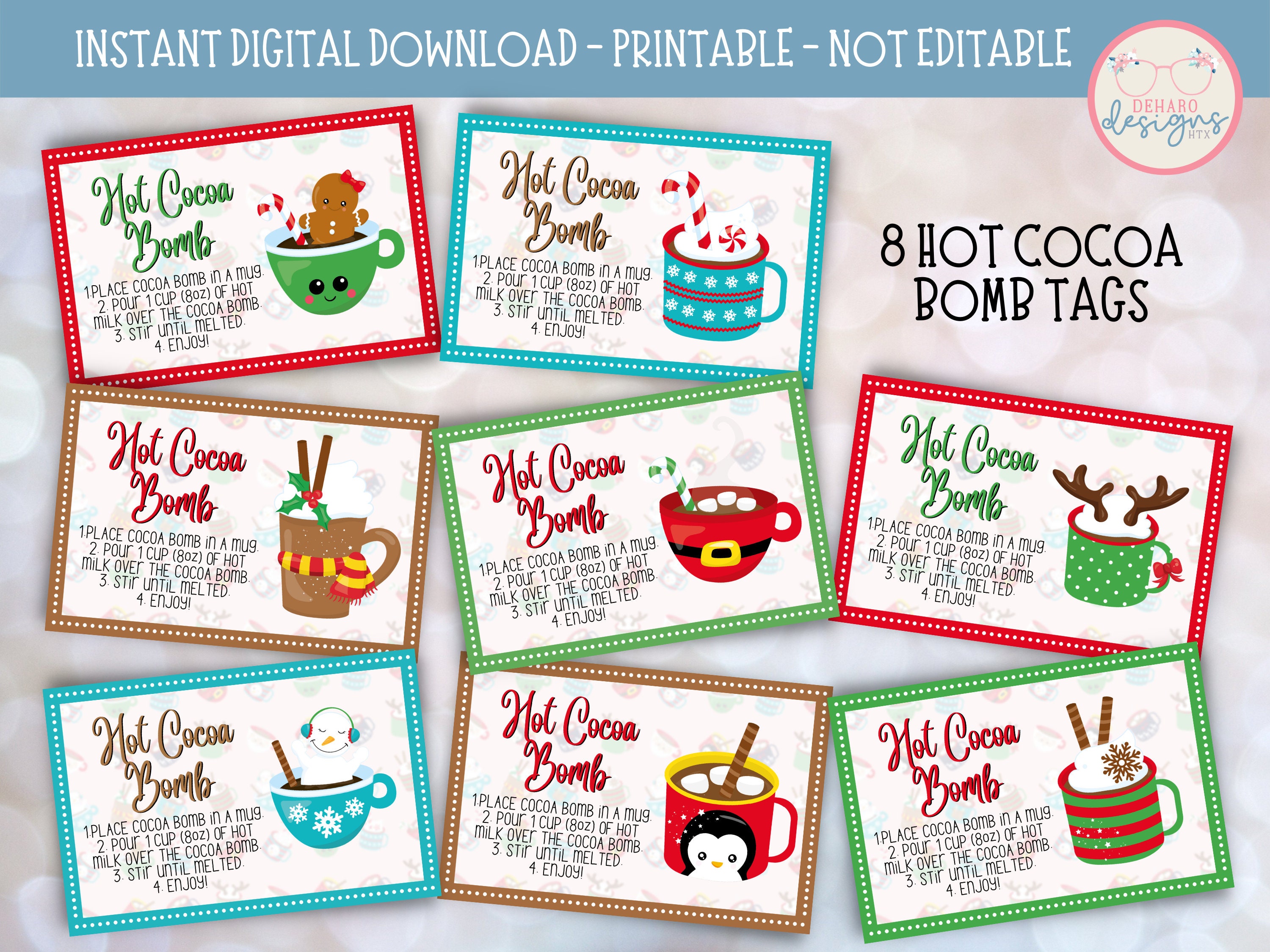Christmas HOT COCOA BOMB Tag Instant Digital Download Thank You Hot ...