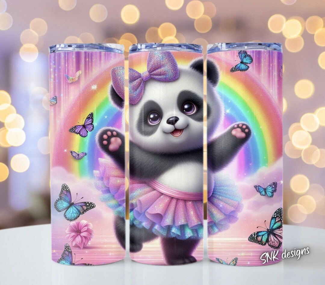 20oz Skinny Panda Tumbler Wrap, Sublimation Design Templates, Straight ...