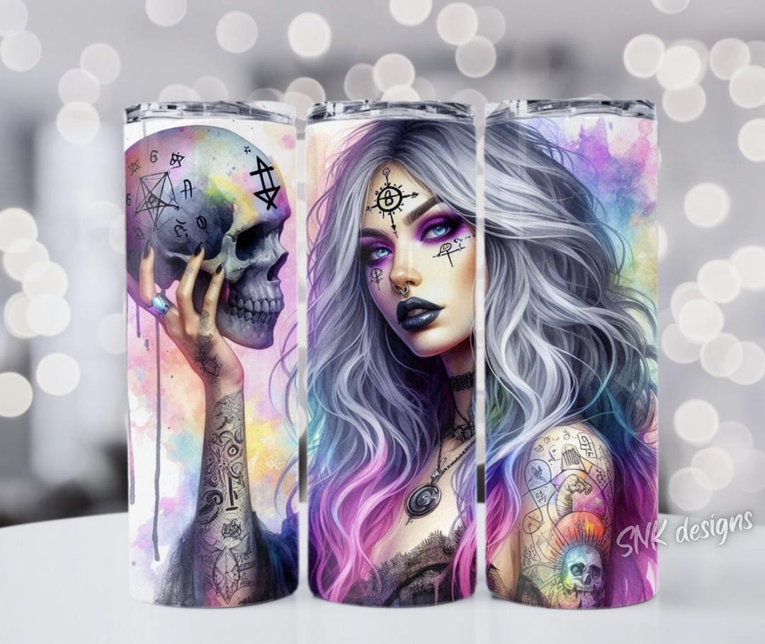 Badass Witchy Celestial Goth Art Goth 20oz Tumbler Wrap, Sublimation ...