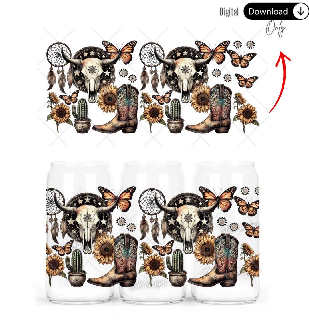 16oz Western Wrap, Western Florals Plants Png, Cowboy Wrap ...