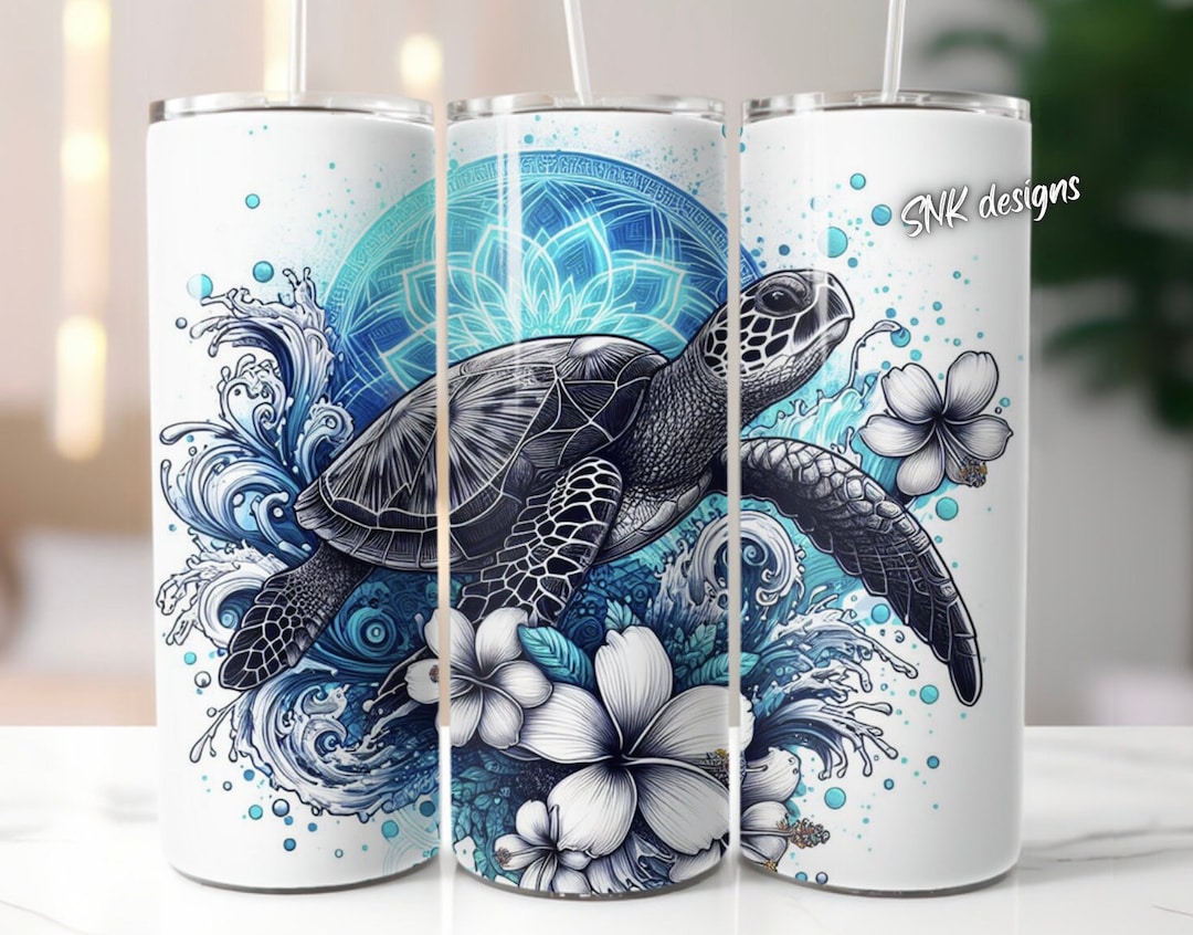 Turtle Tumbler Wrap, Sublimation Design Templates, Straight Png Digital ...