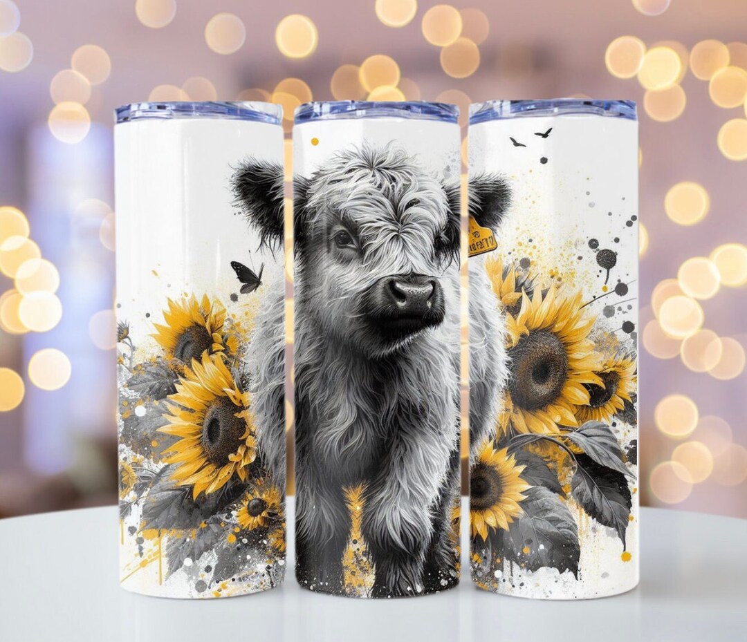 Highland Cow Daily Affirmations Tumbler Wrap, Sublimation Design ...