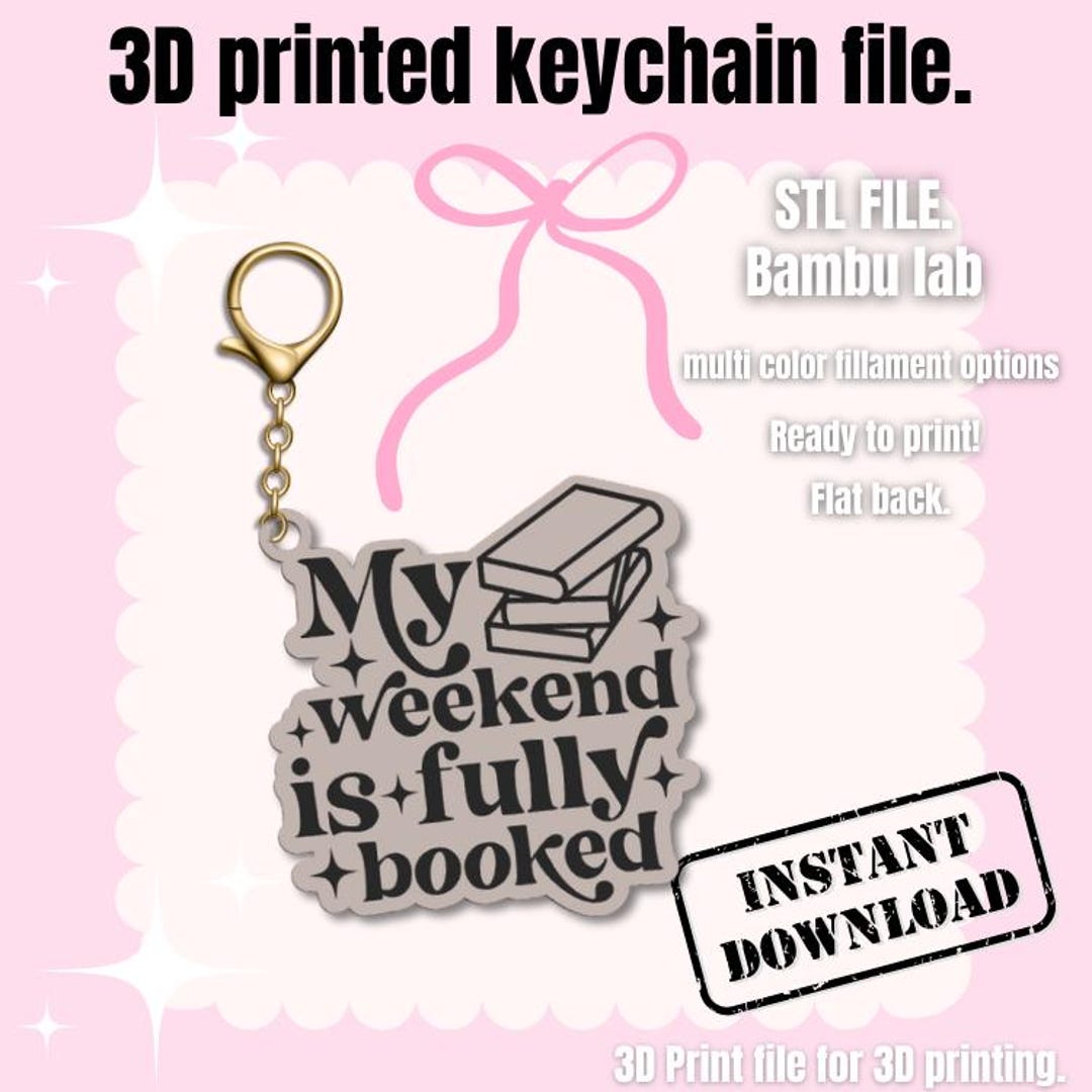 Keychain STL File, 3D Printed Keychain File, Digital Download, Cute 3D ...