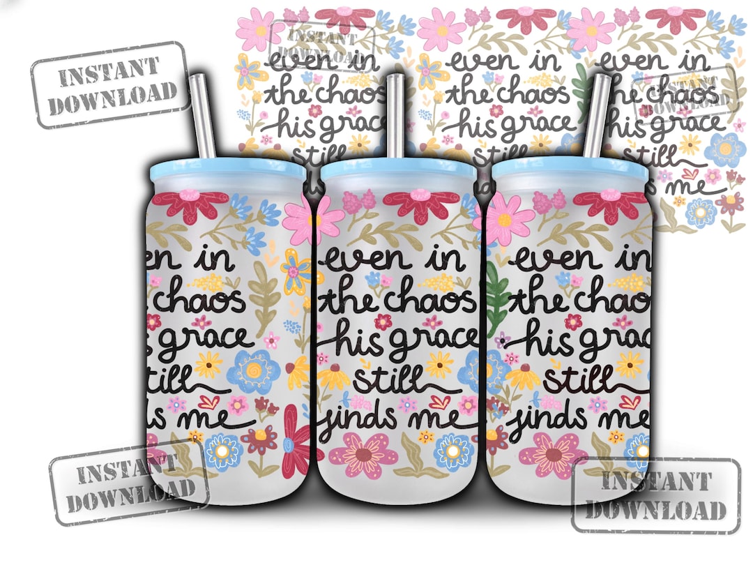 How Grace Finds Me Boho Christian 16oz Can Wrap Sublimation Design ...