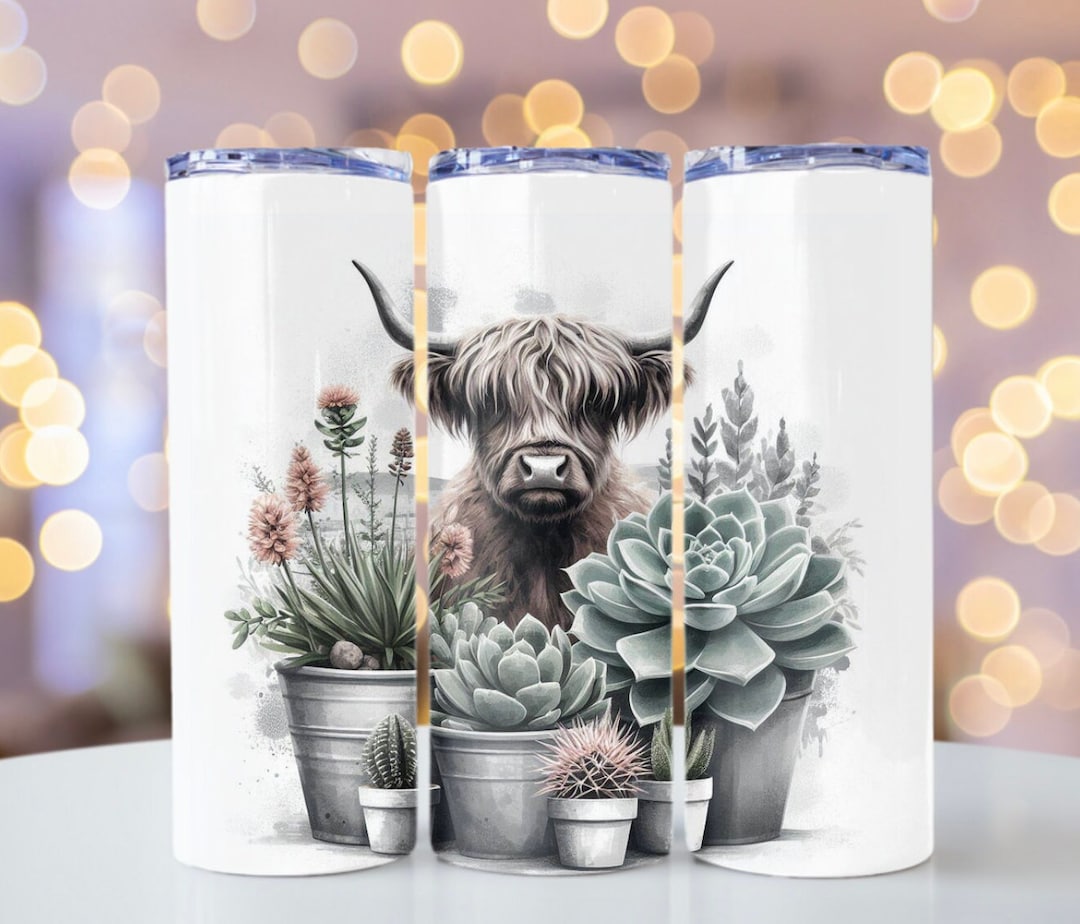 Highland Cow Daily Affirmations Tumbler Wrap, Sublimation Design ...