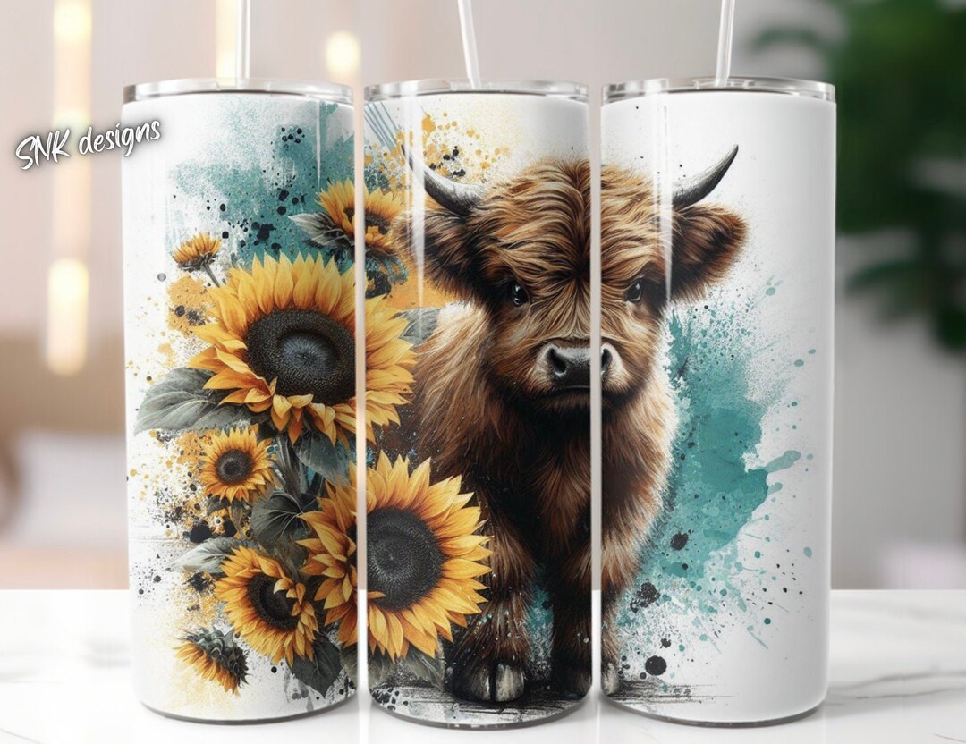 Highland Cow Daily Affirmations Tumbler Wrap, Sublimation Design ...