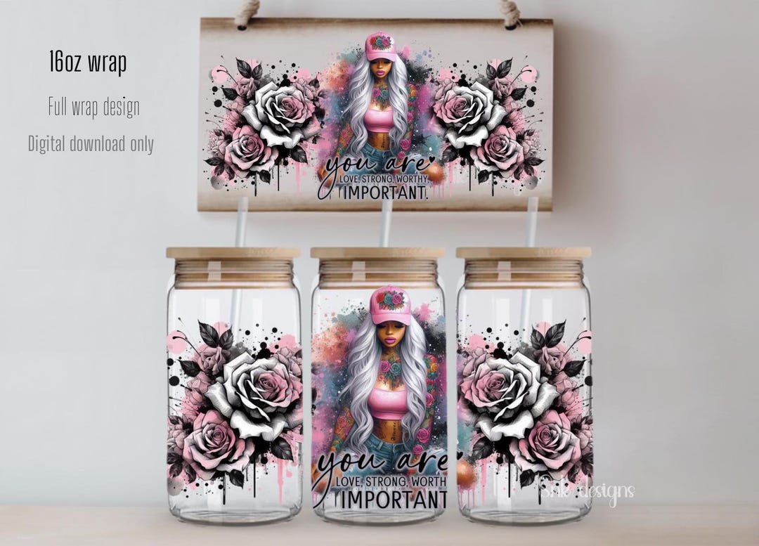 16oz Beer Can Wrap, Daily Affirmations Self Love Design, 16oz Png ...