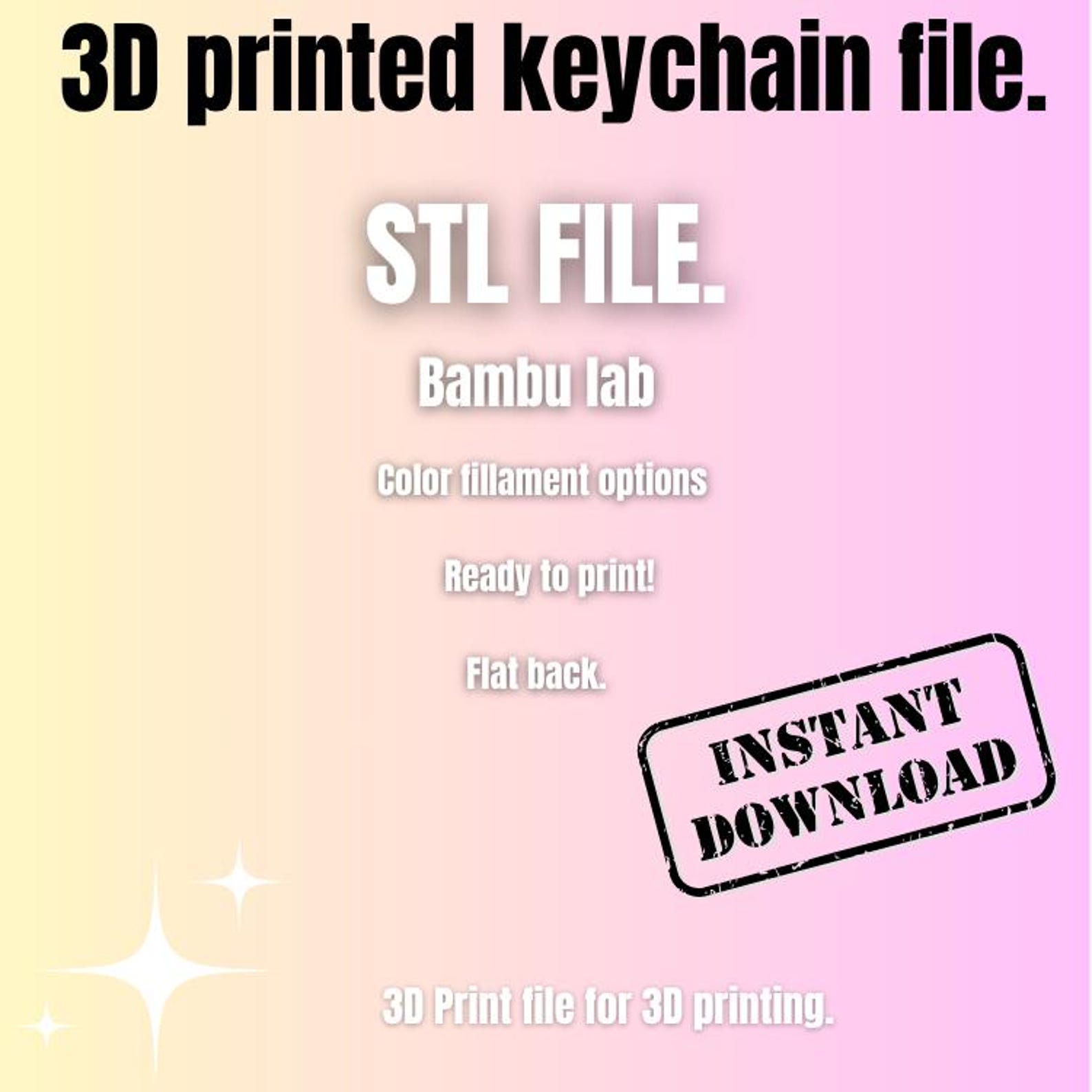 Keychain STL File, 3D Printed Keychain File, Digital Download, Cute 3D ...