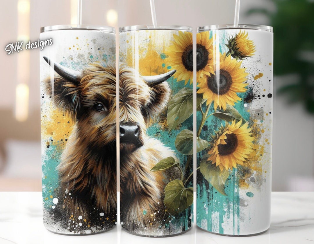 Highland Cow Daily Affirmations Tumbler Wrap, Sublimation Design ...