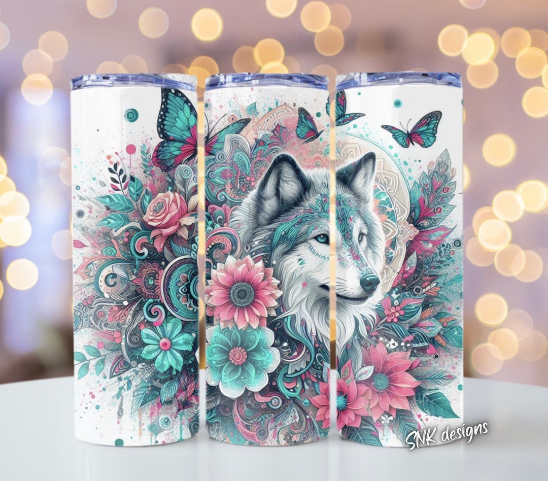 Wolf Tumbler Wrap, Sublimation Design Templates, Straight Png Digital ...
