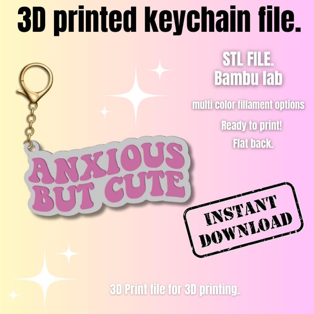 Keychain STL File, 3D Printed Keychain File, Digital Download, Cute 3D ...