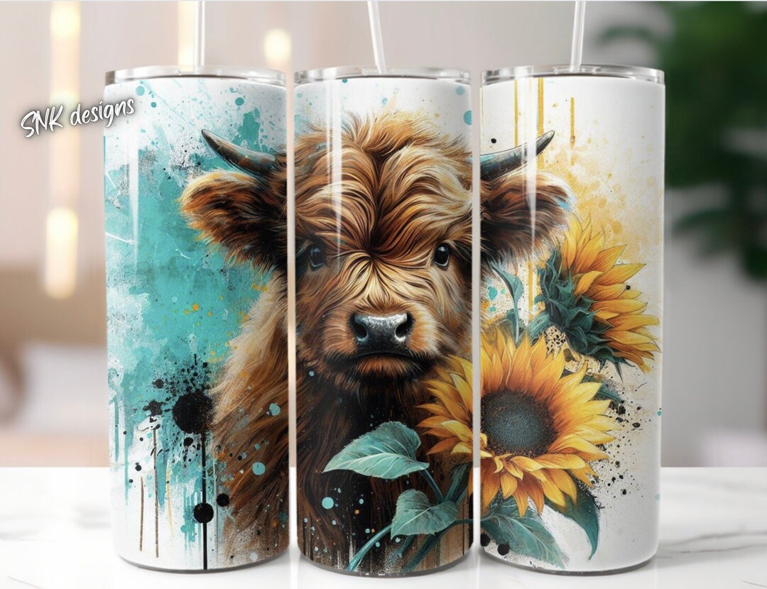 Highland Cow Daily Affirmations Tumbler Wrap, Sublimation Design ...