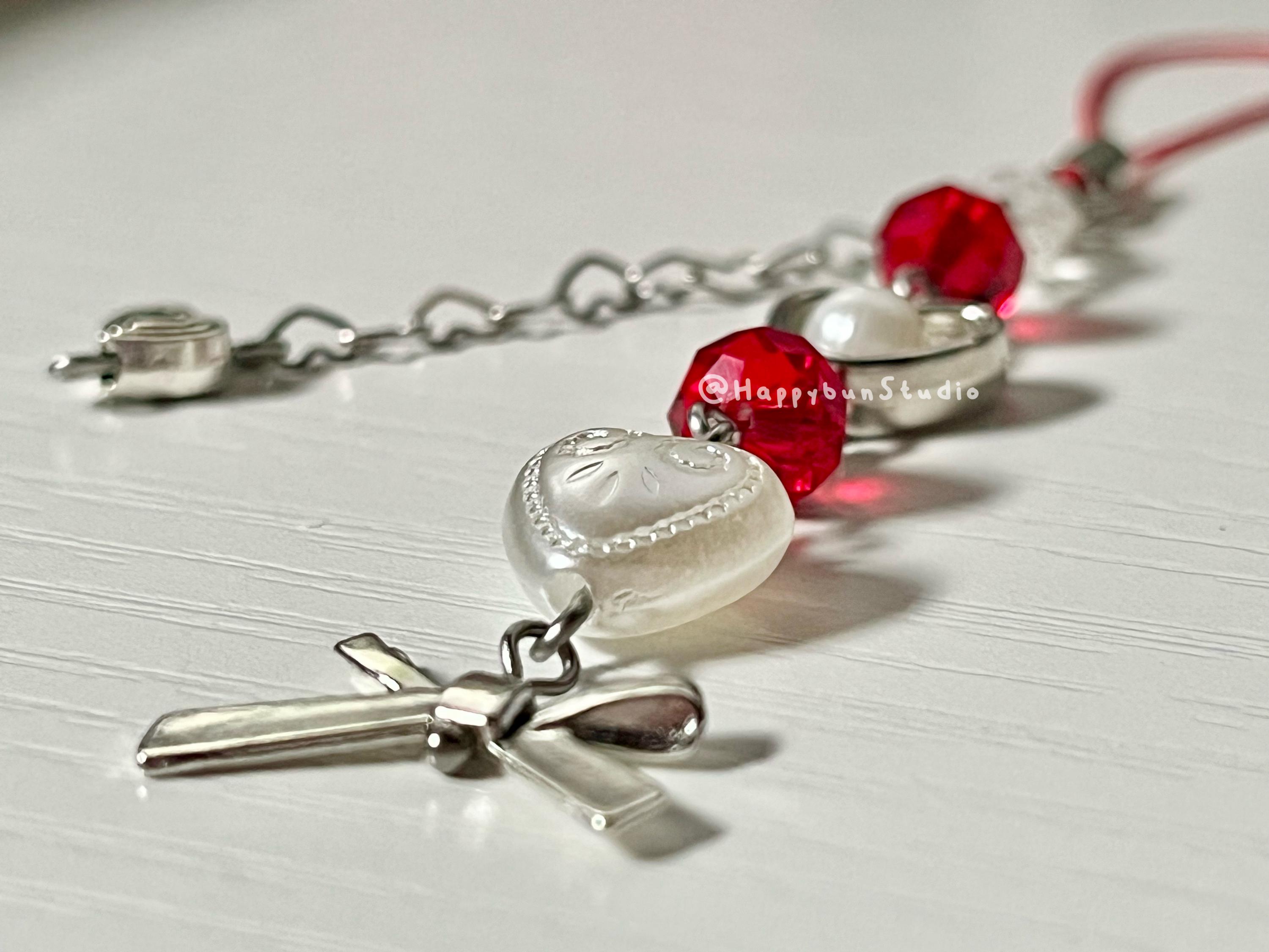 Red and White Valentines Phone Charm Phone Strap Keychain Bag Charm ...