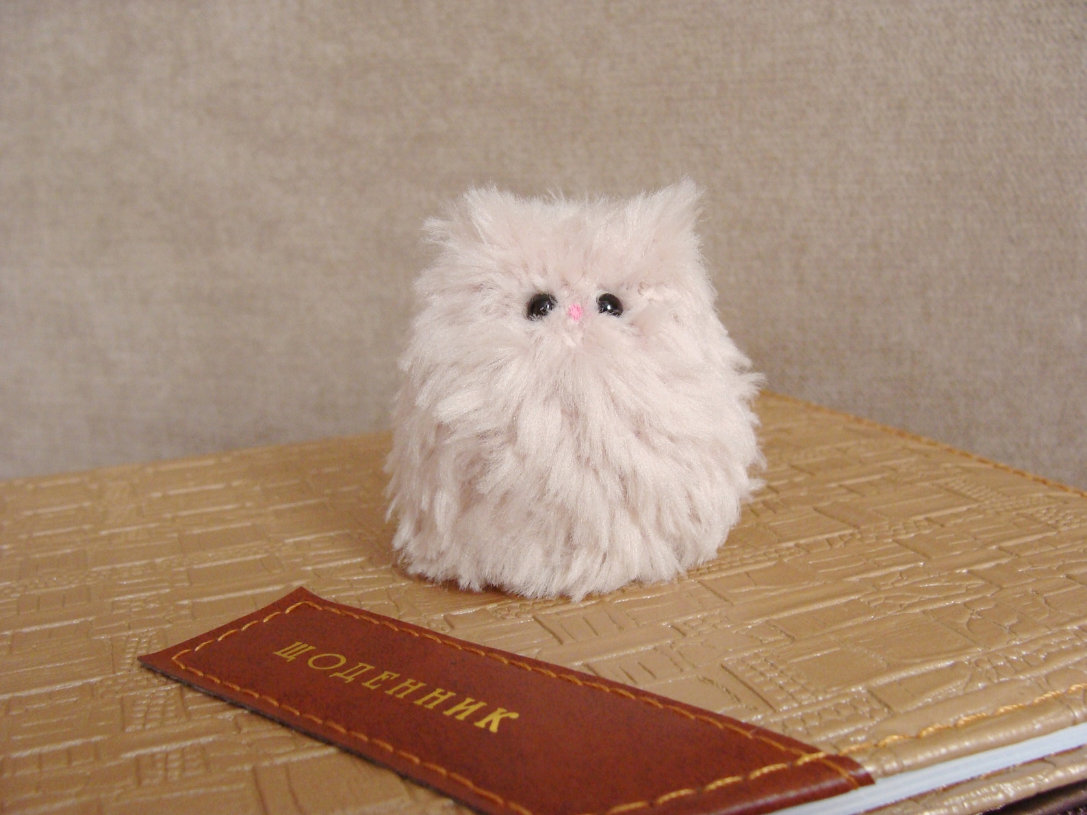 Little Fluffy Cat Desk Pet Cute Cat Plush Worry Pet Desk | Etsy