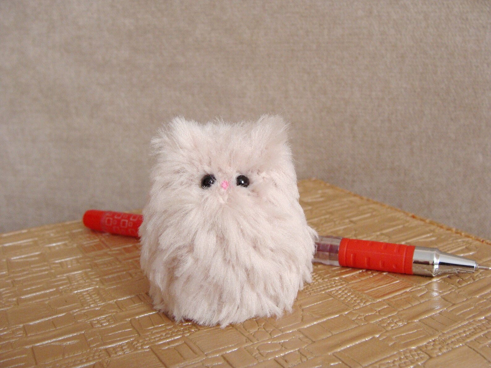 Little Fluffy Cat Desk Pet Cute Cat Plush Worry Pet Desk | Etsy