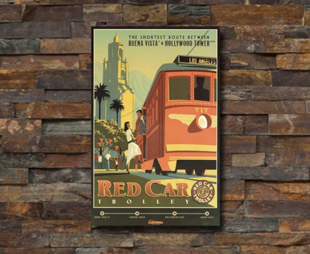 PP048 Disney Red Car Trolley Poster - Etsy