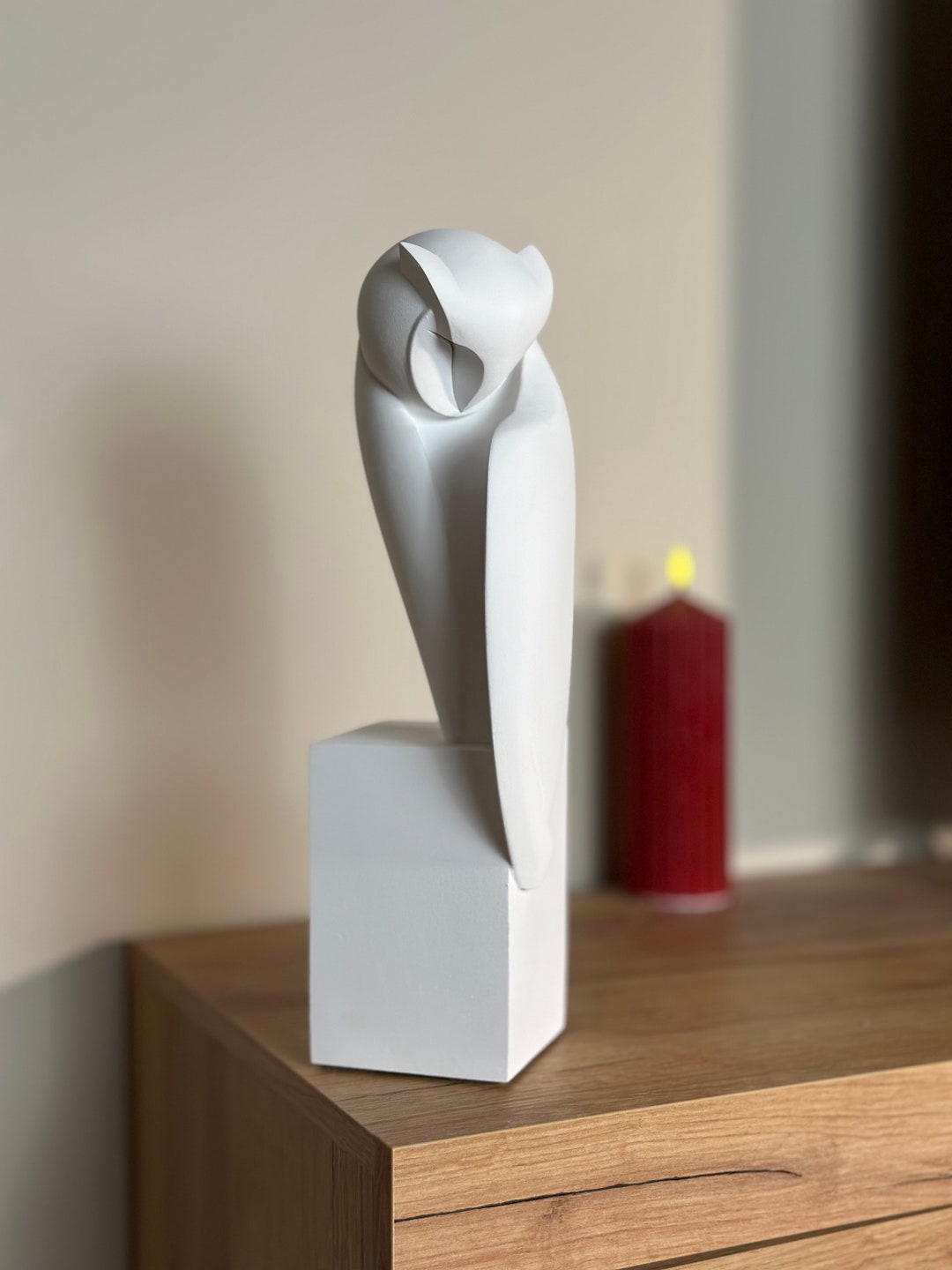 Minimalist Plaster Barn Owl Sculpture: Modern Home Decor - Etsy