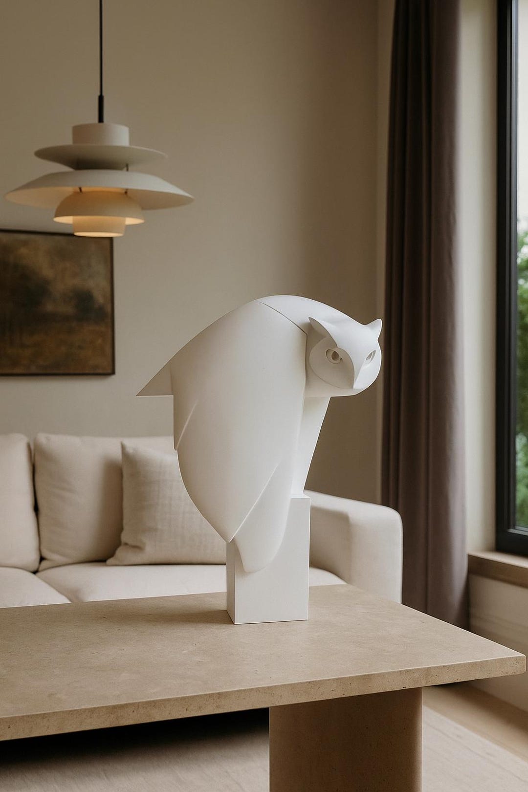 Minimalist White Owl Sculpture: Gypsum Bird Figurine - Etsy UK