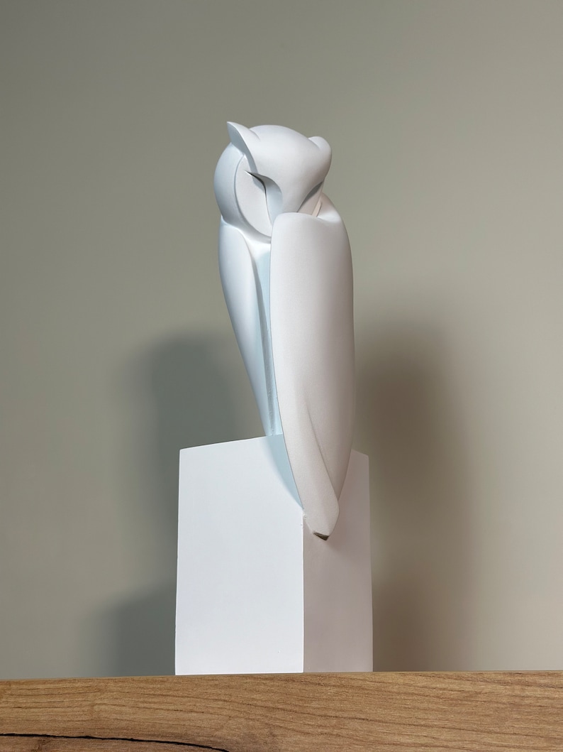 Minimalist Plaster Barn Owl Sculpture: Modern Home Decor - Etsy