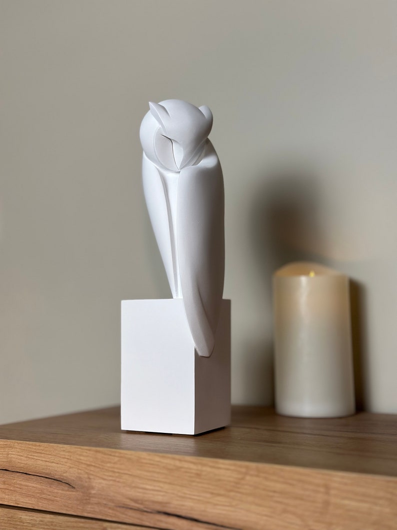Minimalist Plaster Barn Owl Sculpture: Modern Home Decor - Etsy