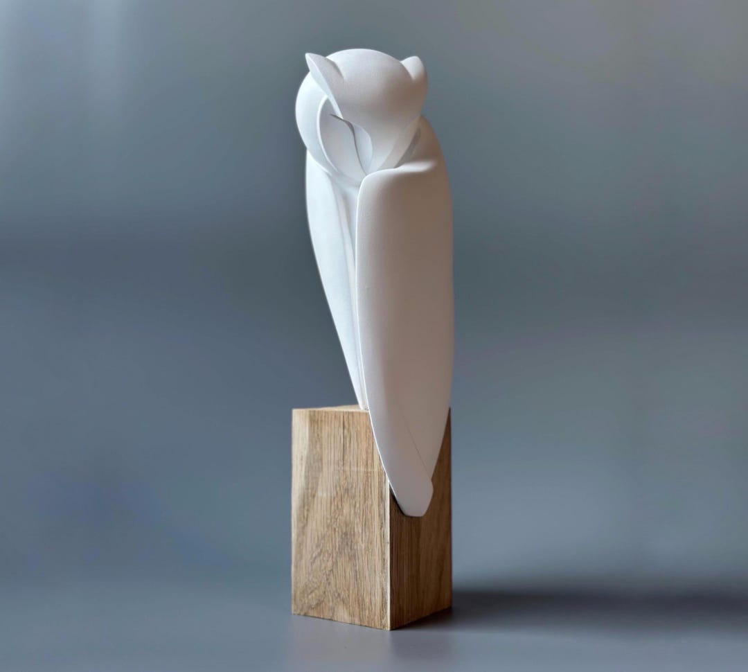 Minimalist Plaster Owl Sculpture: Modern Home Decor - Etsy