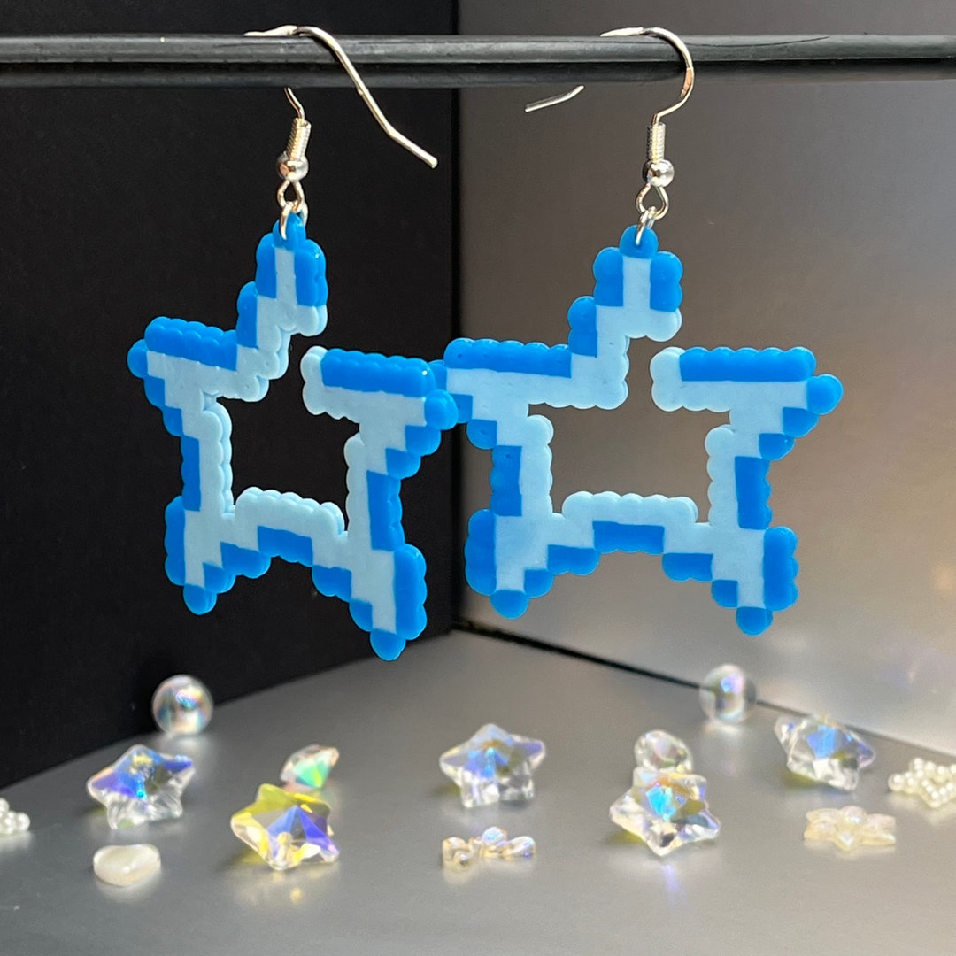 Starry Pixels Perler Bead Earrings - Etsy