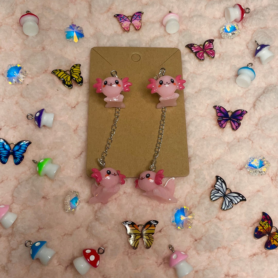 A Lot of Axolotls! Dangle Chain Earrings - Etsy