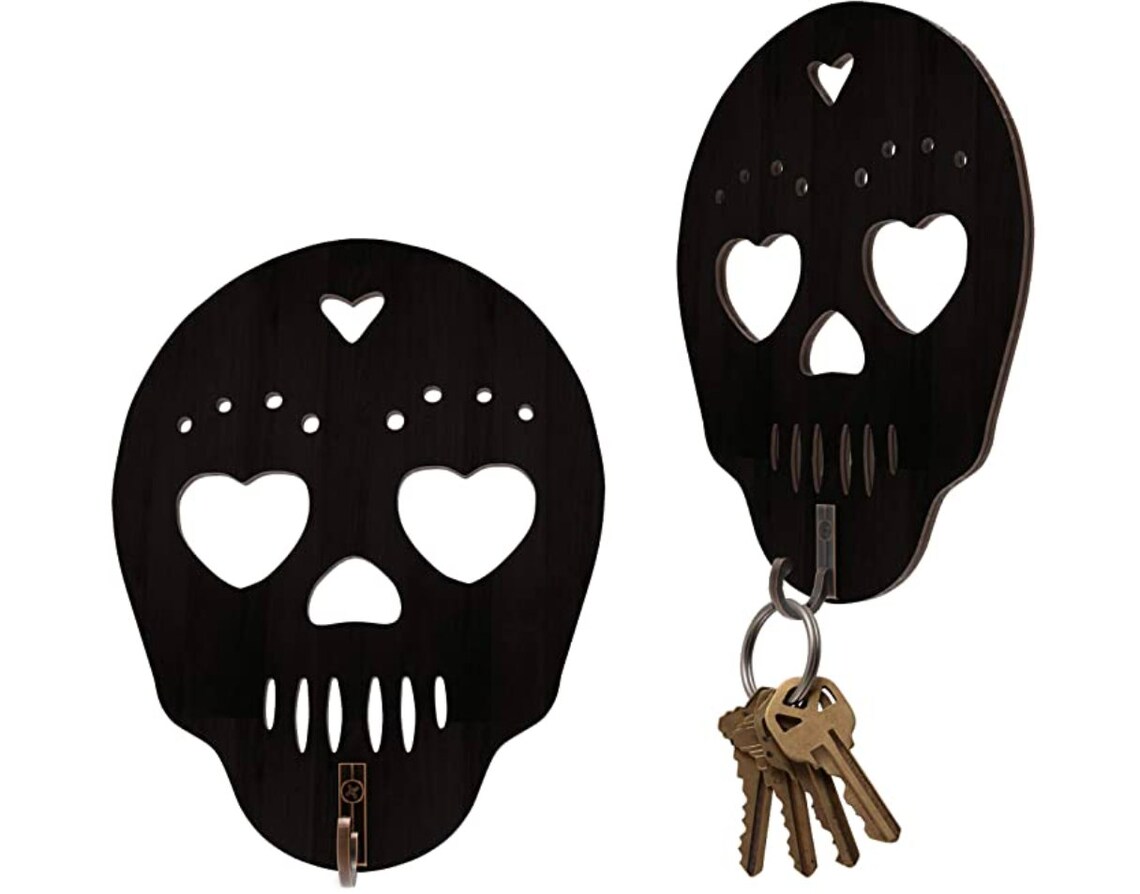 Skull Key Holder Set of 2 Goth Key Hooks for Wall Gothic | Etsy