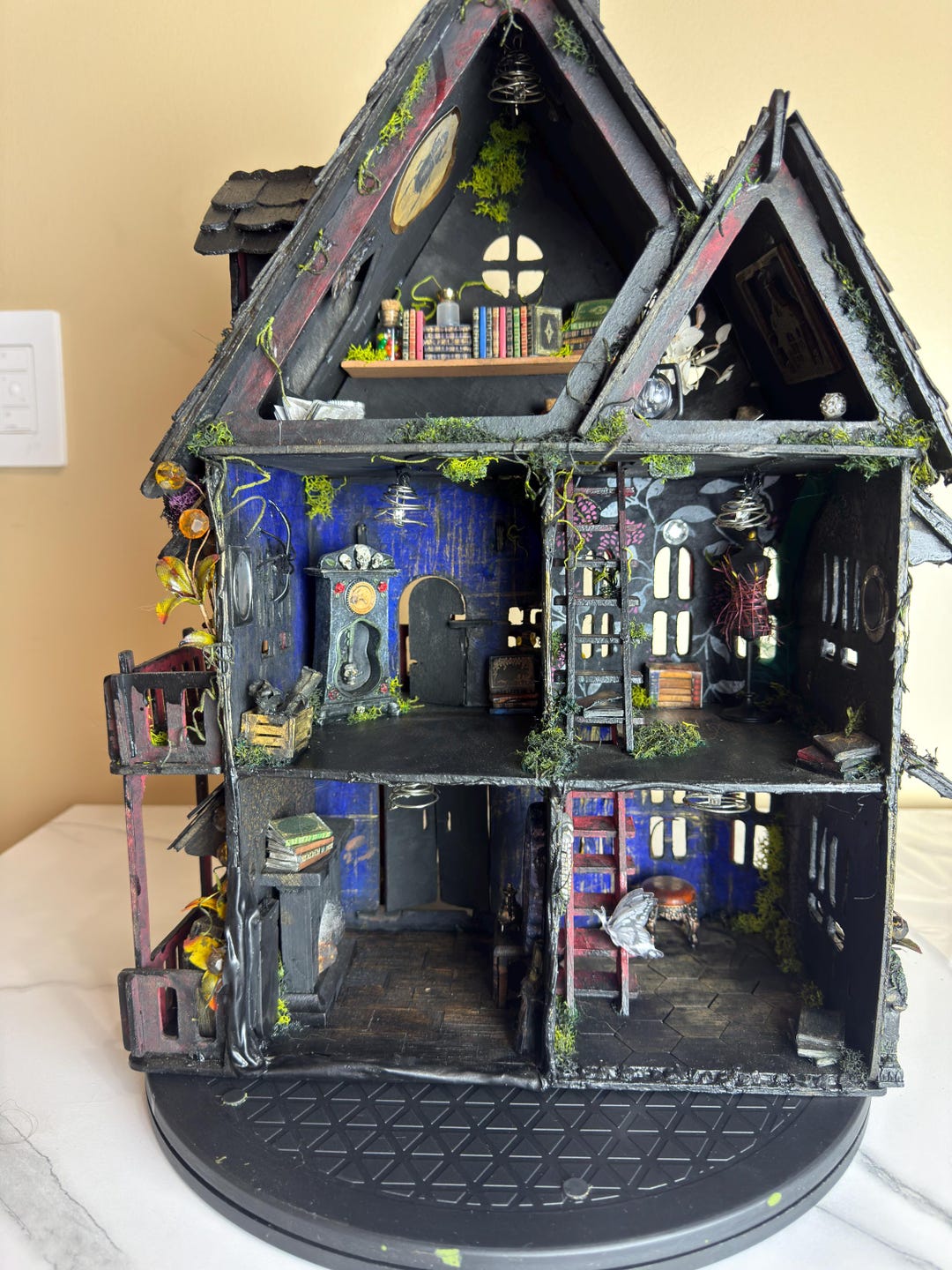 Spooky Halloween Witchy Miniature Dollhouse With Leds - Handcrafted - Etsy