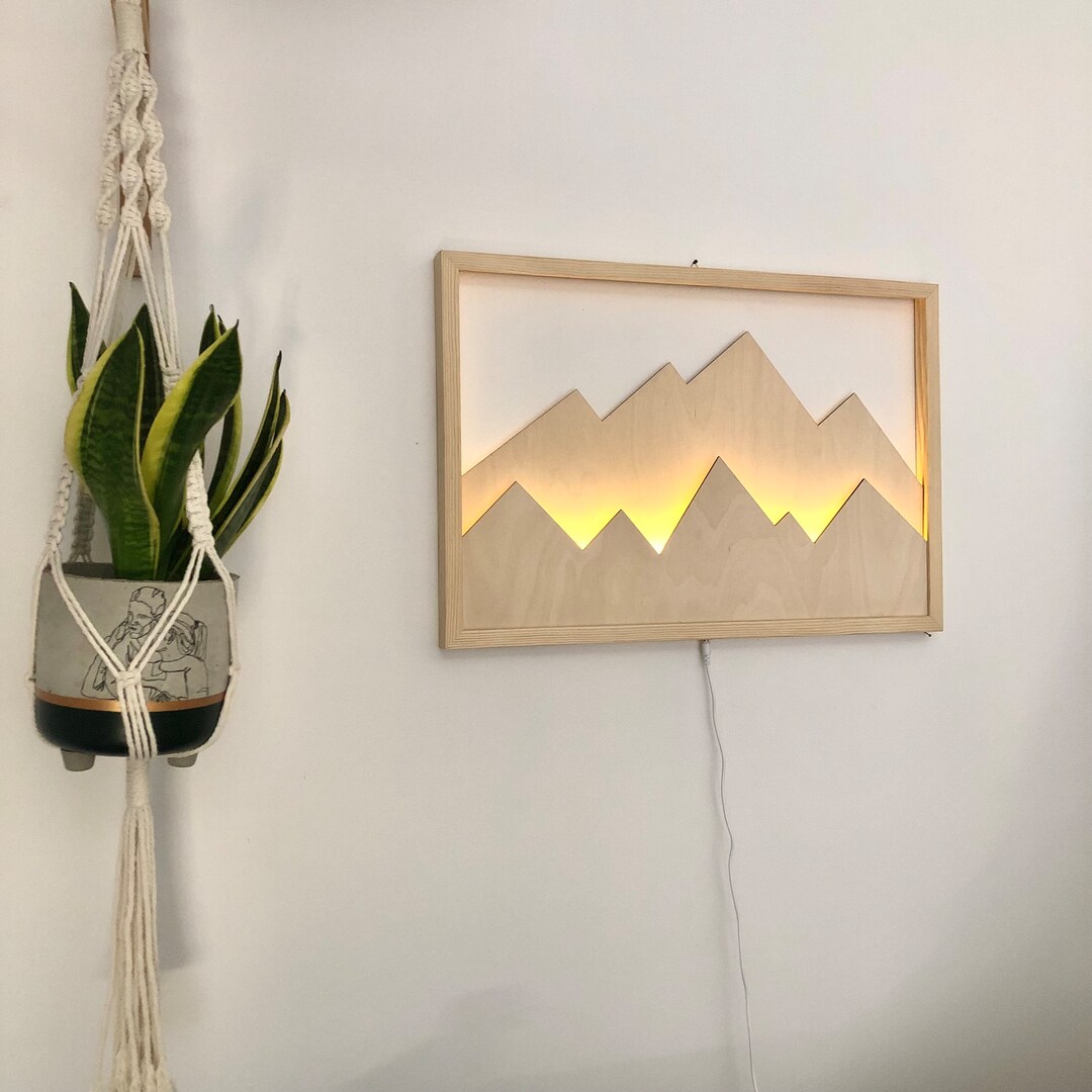 Wall Lamp Mountains Made From Wood - Etsy