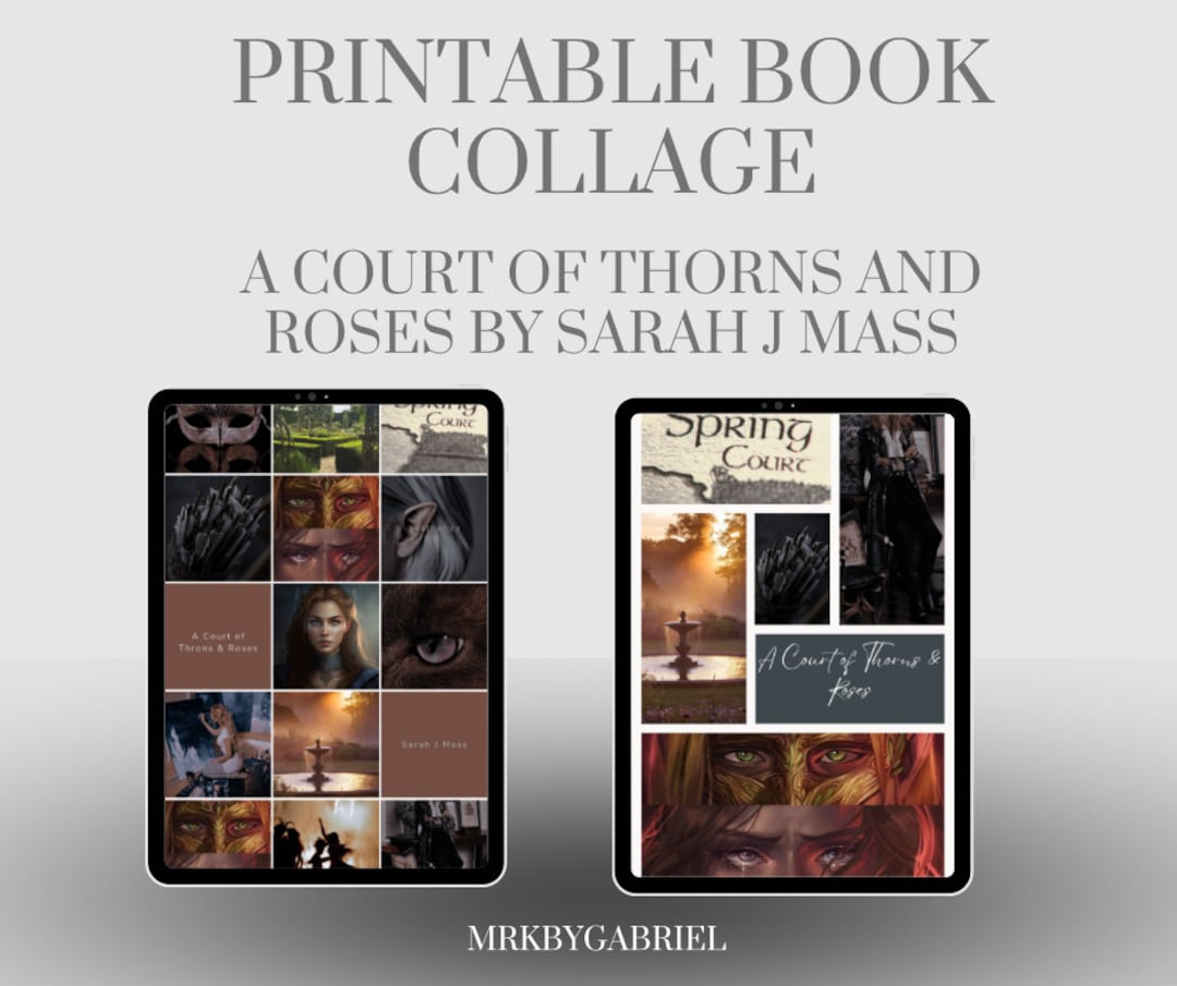 Printable Book Collage - A Court of Thorns & Roses by Sarah J Mass - Etsy