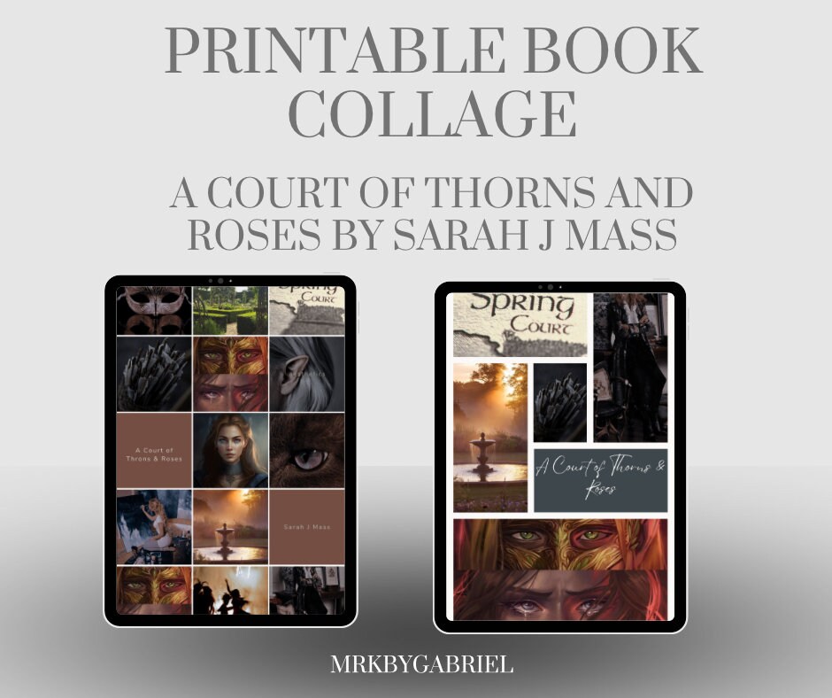 Printable Book Collage A Court of Thorns & Roses by Sarah J Mass - Etsy