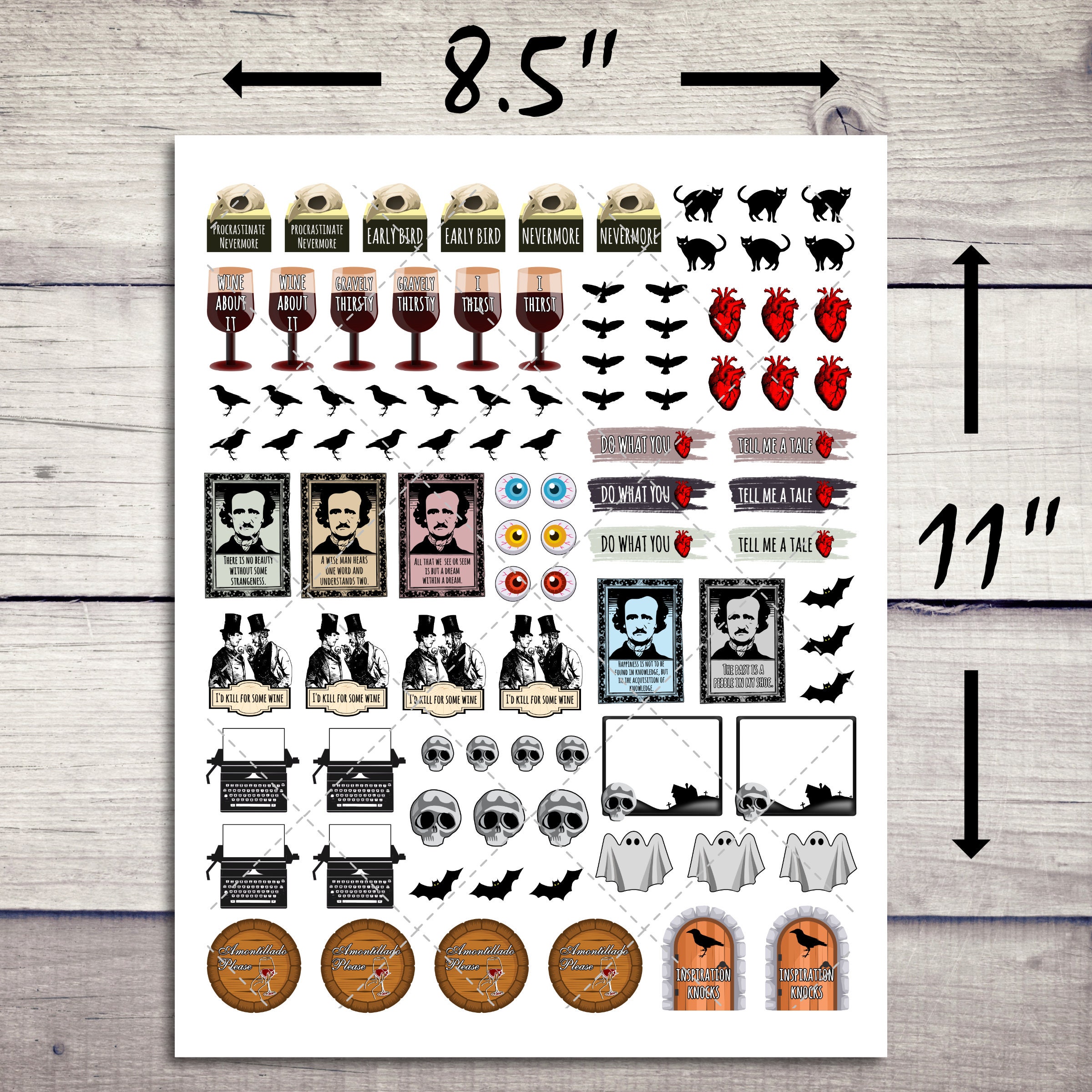 The Poe Pack - Edgar Allen Poe - Erin Condren - Happy Planner – Digital ...