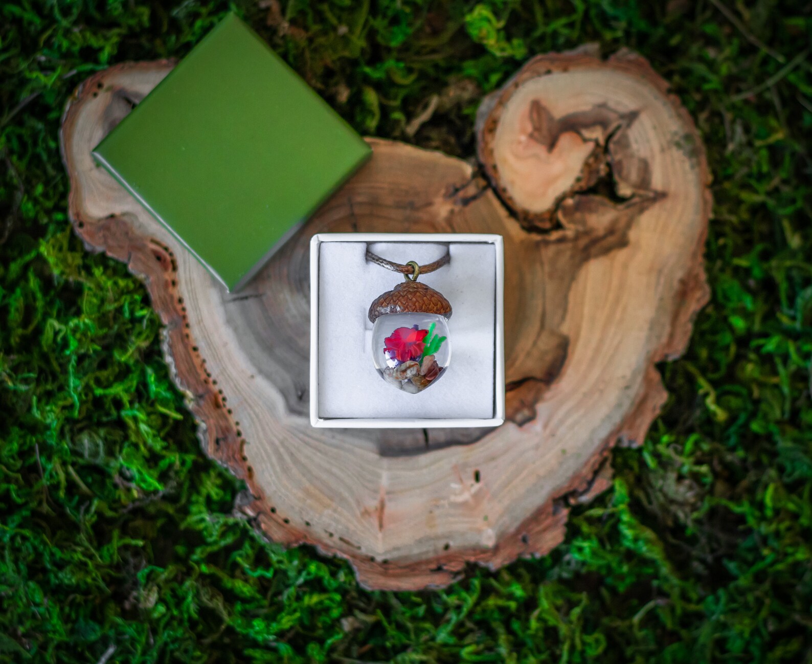 Acorn Necklace With Mushroom Frog Resin Jewelry Acorn - Etsy