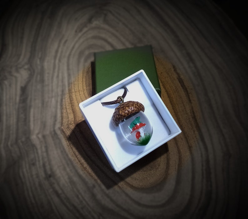 Acorn Mushroom Frog Terrarium Necklace Goblincore Necklace - Etsy