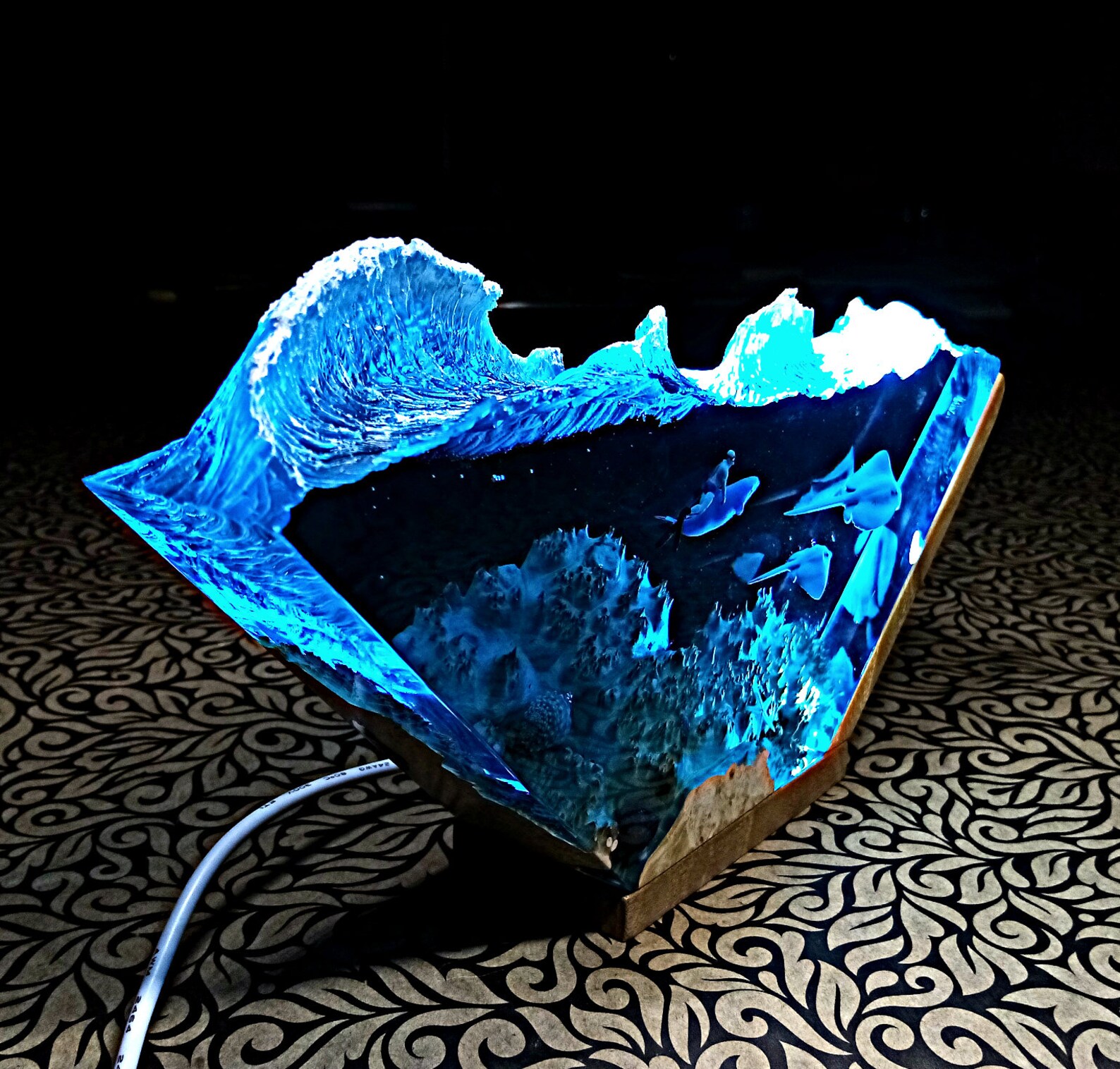 Wood Resin Light Lamp Diver & Stingrays Epoxy Night Light - Etsy