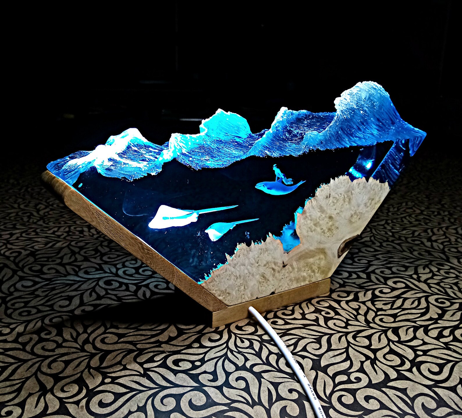 Wood Resin Light Lamp Diver & Stingrays Epoxy Night Light - Etsy UK